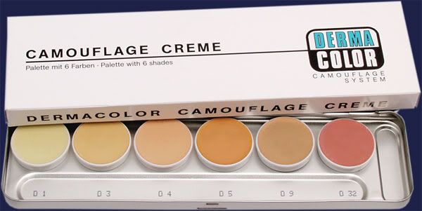 KRYOLAN DERMACOLOR CAMOUFLAGE 6 COLOR CREAM PALETTE CONCEALER ...