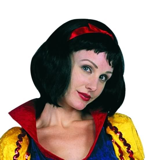 DISNEY SNOW WHITE ADULT WIG BLACK SHORT BOB WIG WITH RED BOW 60045 | eBay